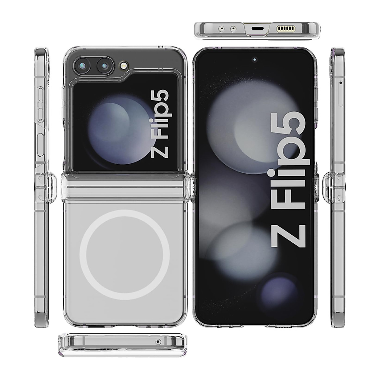 GALAPPLE Magnetic for Samsung Galaxy Z Flip 5 Clear Case with Hinge Protection [Compatible with Magsafe Chager] Buttons Touchable, Slim Hard Material Phone Cover for Z Flip 5 5G/Resist Yellow