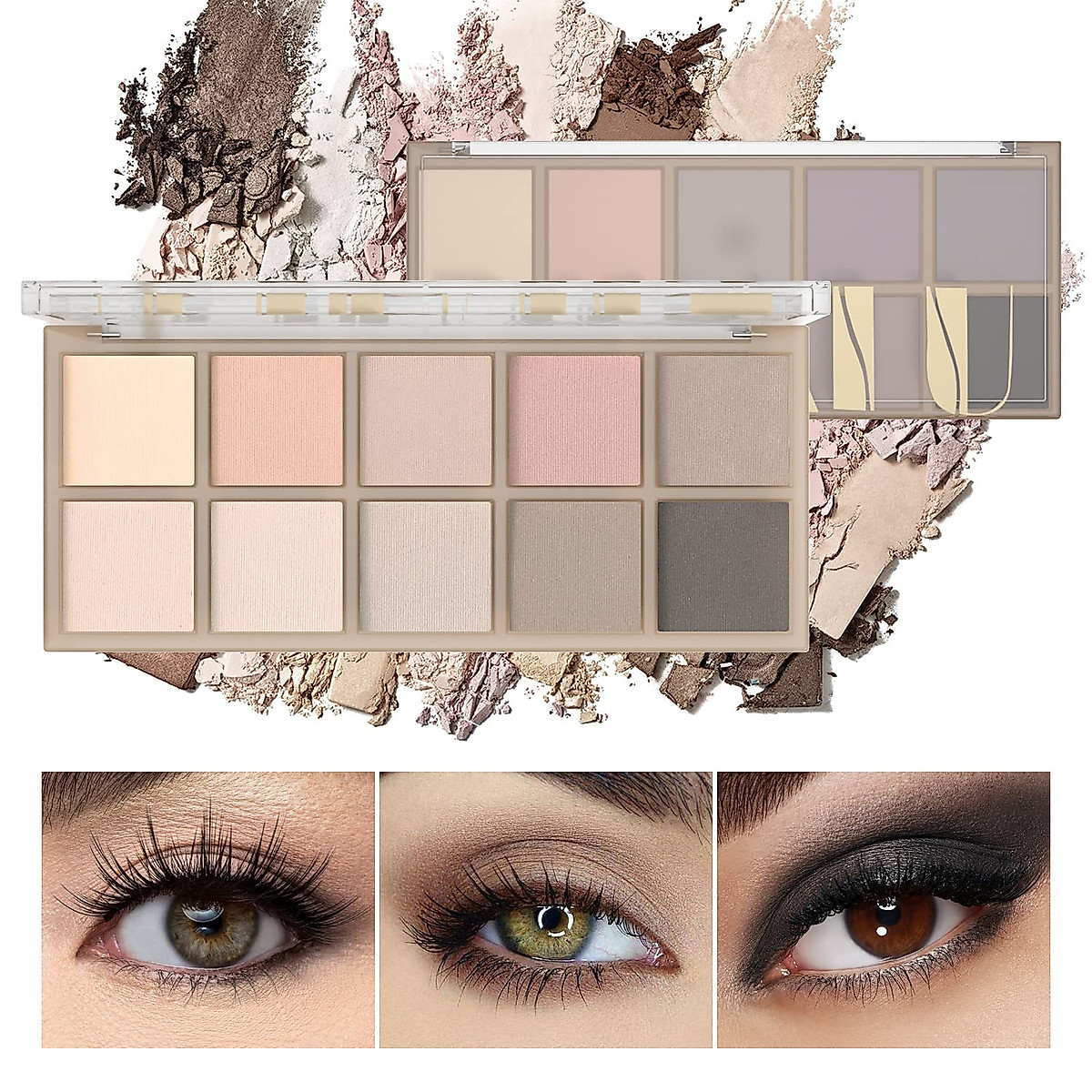Sulily 10 Colors Eyeshadow Palette Matte Naked Eye Shadow Makeup,High Pigmented, Naturing-Looking, Ultra-Blendable,Long Lasting High Pigment Nude Eyeshadow with 3 Eyeshadow Brush(Cement color)