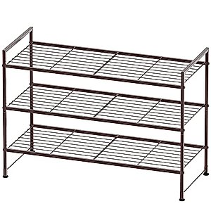 Simple Houseware 3-Tier Stackable Shoes Rack Storage Shelf, Bronze
