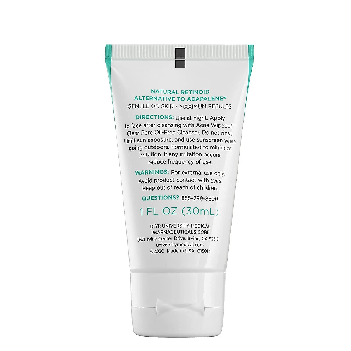 Acne Wipeout Time-Released Retinol Plus - Skin Smoothing Night Face Cream with Retinol. Natural Retinoid. Unclogs Pores and Smooths Skin All Night and Minimizes Dryness and Irritation, 1 fl oz