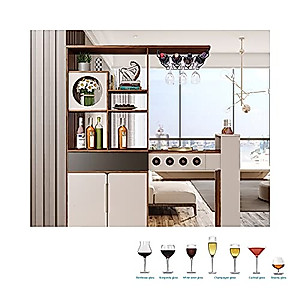 Wine Glass Rack Under Cabinet Stemware Rack and Wine Bottle Holder Kitchen Storage with 4 Bottle Organizer and 6 Glass Holder (1 Set, Matte Black)