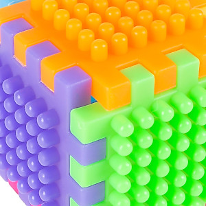 Hey! Play! Brush Shape Building Set-182 Individual Tile Pieces for 3D STEM, Building, Stacking-Creative Play for Toddlers and Preschoolers, Brown (87-TK167060)