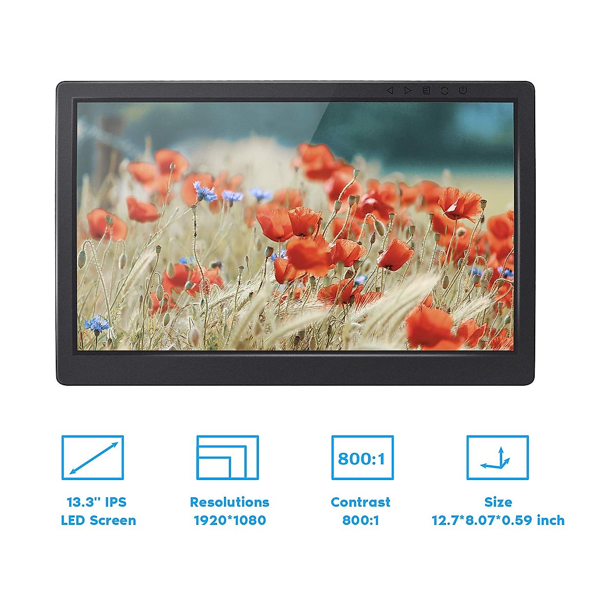 SunFounder 13.3 Inch Display IPS Portable Screen for Raspberry Pi, 2 HDMI Monitor 1920x1080 Gaming Monitor for Ps4 Raspberry Pi WiiU Xbox 360 Windows 7/8/10