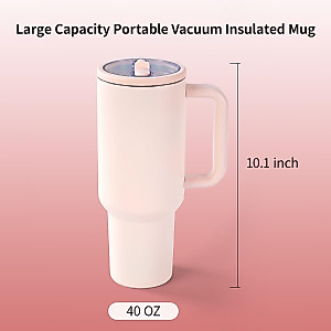 40 oz Leak Proof Insulated Tumbler with Handle Flip Straw Lid Rubber Base,BPA Free Stainless Steel Water Bottle Hot/Cold Insulation Vacuum Quenchers,Spill Proof Travel Mug Gifts for Her/Him