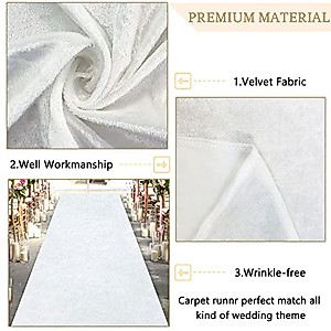 MODFUNS White Wedding Aisle Runner Outdoor Velvet Aisle Runner for Wedding Ceremony 4FTx20FT Carpet Runner with Carpet Tapes Bride Floor Carpet Runner Decorated Aisle Runway for Prom Party Beach