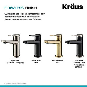 KRAUS Indy Single Handle Basin Bathroom Faucet in Spot Free Stainless Steel/Matte Black, KBF-1401SFSMB