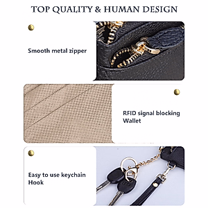 Teskyer Coin Purse Pouch, RFID Blocking Credit Card Holder Zipper Wallet with Wrist Strap and Key Chain for Men & Women