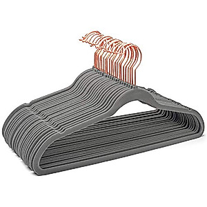 Pretigo Premium Velvet Non Slip Hangers 50 Pack Black Velvet Hangers Non-Slip Velvet Suit Hangers Durable Space Saving Clothes Hangers Gray