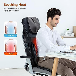 Snailax Full Body Massage Chair Pad -Shiatsu Kneading Seat Portable Neck Back Massager with Heat & Compression for Back and Shoulder