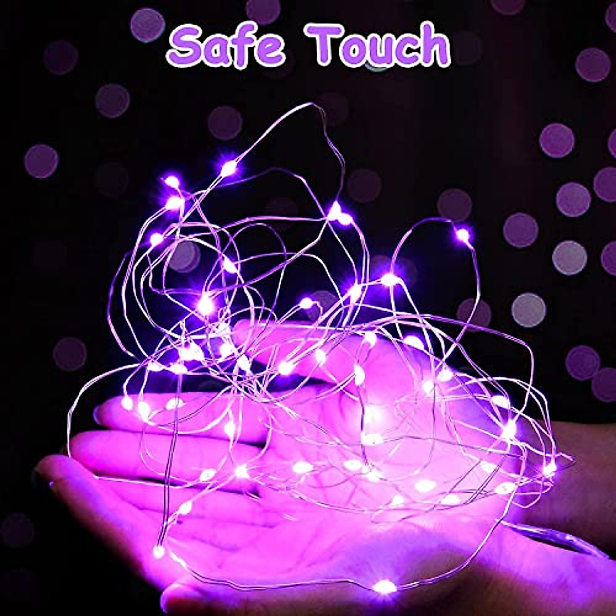 BOLWEO 10Ft 30 LED Purple Fairy Lights Battery Operated String Lights Starry for Bedroom Decor Diwali Halloween Christmas Lights Tree Wedding Party Decoration