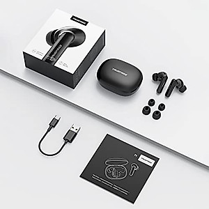 Wireless Earbuds Truefree T1 Bluetooth 5.0 Headphones in-Ear Stereo Earphones with 4 Mics AI ENC for Clear Calls, 60ms Low Latency Game Mode, Touch Control, Total 30 Hours of Playtime, Immersive Sound