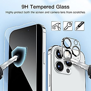 JETech Full Coverage Screen Protector for iPhone 14 Pro 6.1-Inch with Camera Lens Protector (NOT FOR iPhone 14 Pro Max 6.7-Inch), Tempered Glass Film, HD Clear, 2-Pack Each