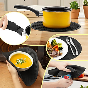 MAGJIUKE Microwave Splatter Cover for Food, Clear Microwave Lid with Water Steamer, Integrated Handle, Splatter Guard, 10” Plate Covers & 12" Mat, BPA-Free, Essential Kitchen Gadgets and Accessories