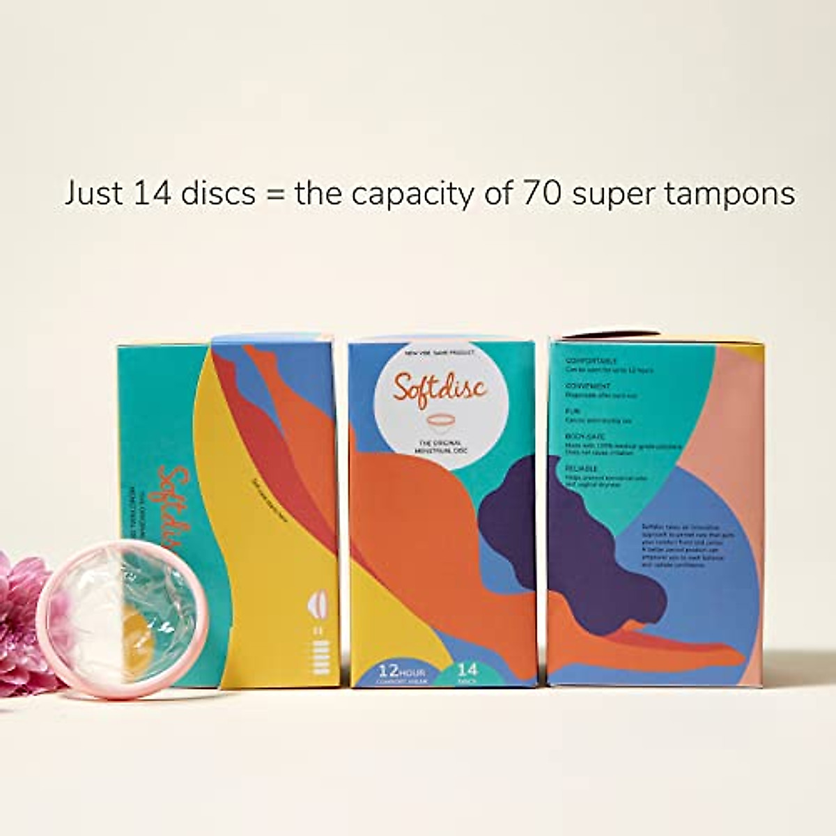 Softdisc Menstrual Discs | Disposable Period Discs | Tampon, Pad, and Cup Alternative | Capacity of 5 Super Tampons | HSA or FSA Eligible | 14 Count