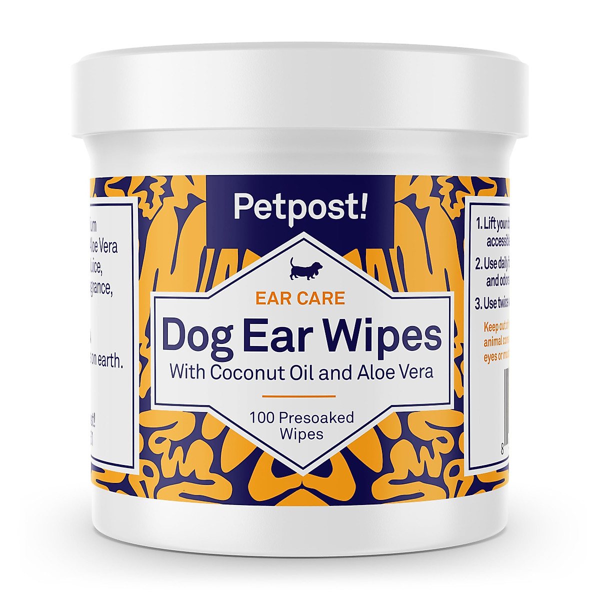 Petpost | Dog Ear Cleaner Wipes - Ultra Soft Cotton Pads in Coconut Oil Aloe Solution - Dog Ear Rinse & Cleanser 100 ct.