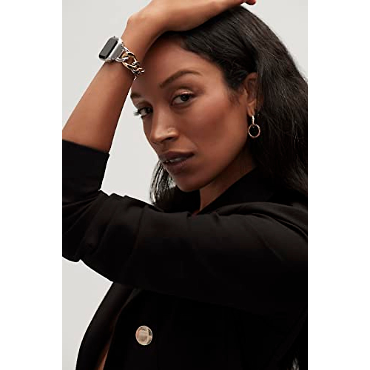 Anne Klein Fashion Chain Bracelet for Apple Watch, Secure, Adjustable, Apple Watch Replacement Band, Fits Most Wrists (38/40/41mm, Silver/Rose Gold)