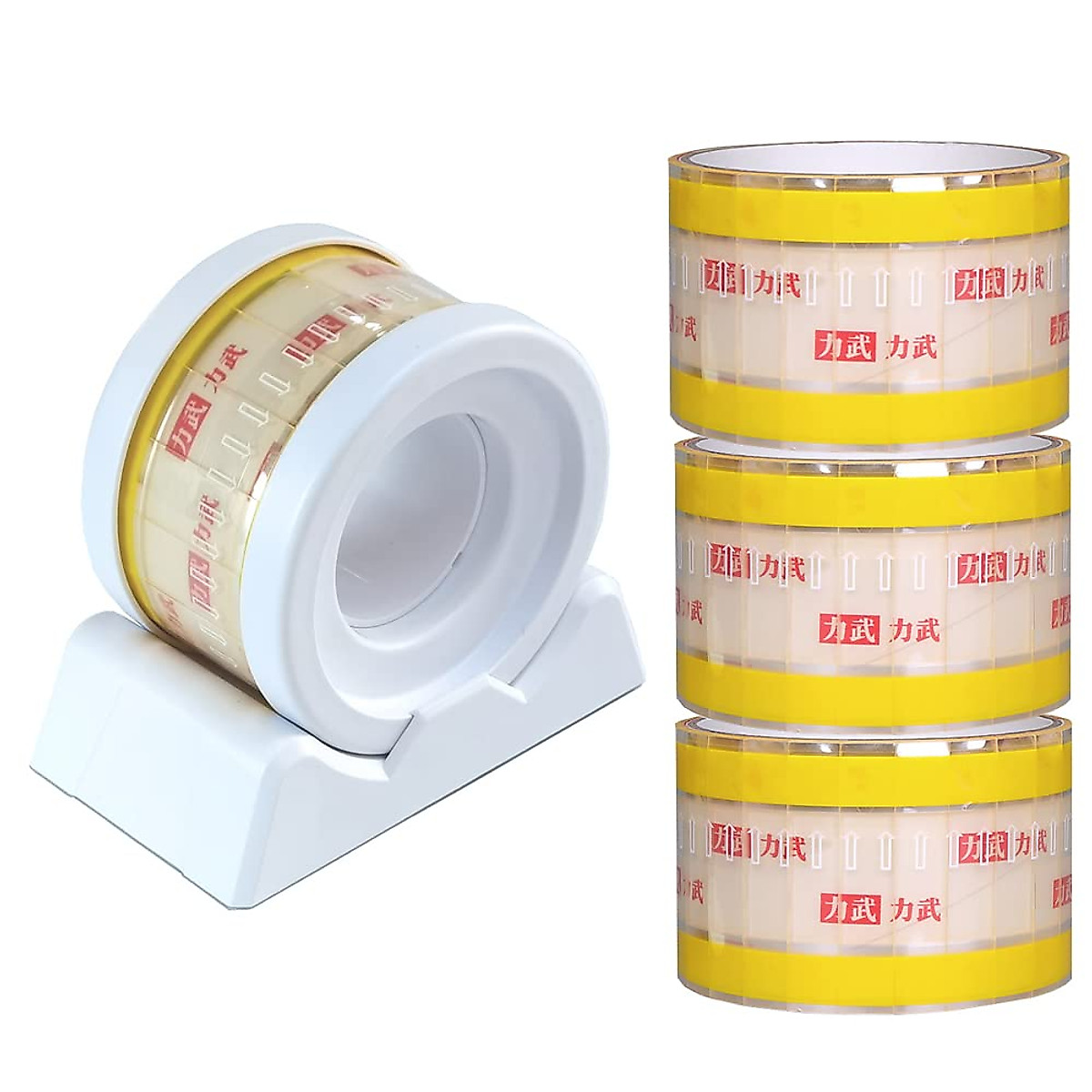 LIWUTE Disposable Sealing Stickers Portable Easy to Tear Paste Sealing Tape Take-Out Drinkware Seals Cake Box Shopping Bag Sealing Tape with The Base (Yellow)