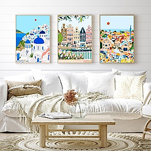 cupmod 6 Packs Paint by Number for Adults,Scenery-Cityscape DIY Acrylic Oil Painting Paint by Numbers Kits on Canvas,Adults Paint by Numbers Kits Drawing Paintwork for Home Decor