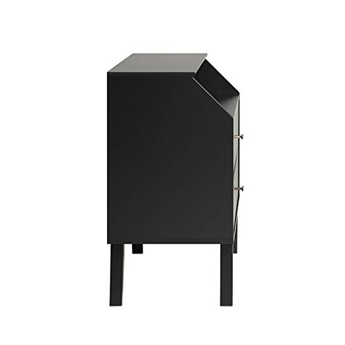 Prepac Milo Mid Century Modern Night Stand with Angled Top, 2-Drawer, Black