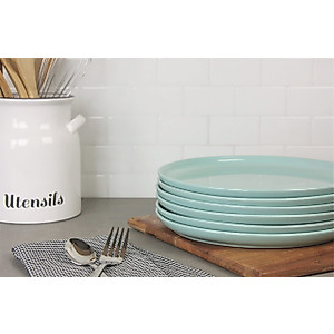 Double Line 10.5" Dinner Plate, Set of 6, Seafoam