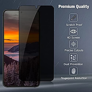 [2+2 Pack] Galaxy S21 Plus Privacy Screen Protector and Camera Lens Protector Tempered Glass Saver, Full Coverage, 9H Hardness HD Anti-spy, Fingerprint unlock, for Samsung Galaxy S21 Plus/S21+ 5G(6.7 Inch）