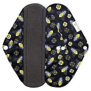 wegreeco Reusable Menstrual Pads for Women - Reusable Sanitary Pads | Reusable Panty Liners | Soft Cloth Menstrual Pads - 5 Pack, 1 Cloth Wet Bag (L, Bee & Bloom)