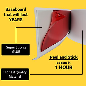 PAGONA Floor Trim Molding, Trim for Walls, Peel and Stick Baseboard, Flexible Trim Moulding, Skirting Boards for Walls, Flexible Baseboard Molding Trim, Wall Molding Trim, 4 Inch x 20 Feet