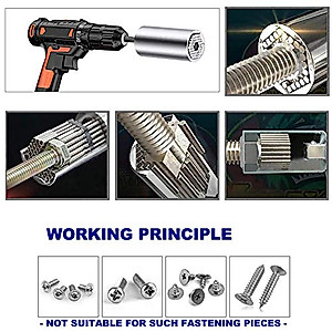 CIGOTU Universal Socket, 7mm-19mm Multifunctional Cordless Ratchet Adapter Socket Wrench Set, Screwdriver Set Hex Bit + 105 Degree Right Angle Drill