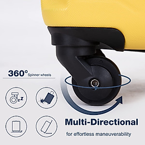 Tripcomp Luggage Sets Wear-Resistance Hardside Lightweight Suitcase Double Spinner Wheels, TSA Lock,Two Hooks, Scratch-resistant Carry-on, 3 Piece Set(20/24/28) (Bright yellow)