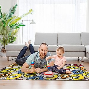 Machine Washable Educational Space Numbers Design Non-Slip Rubberback 5x7 Kid's Area Rug for Playroom, Kid's Room, Bedroom, 5' x 6'6", Navy