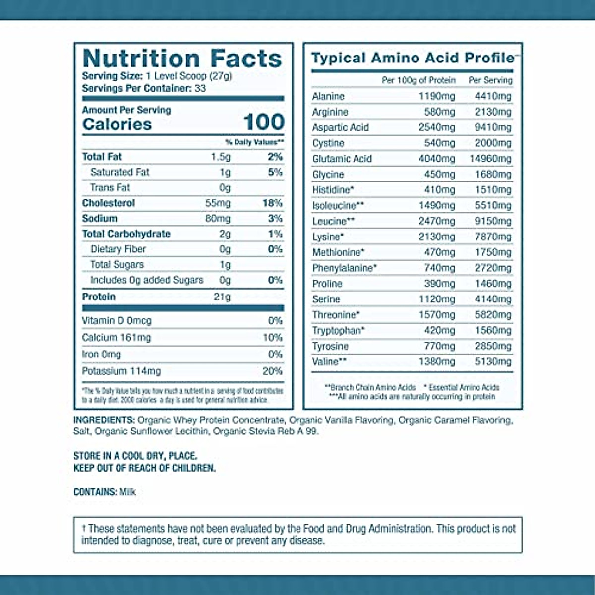 MD Ana Fit - Organic Whey Concentrate Protein Powder, Pasture Raised All Natural Hormone Free (Caramel Vanilla, 2lb Bag)