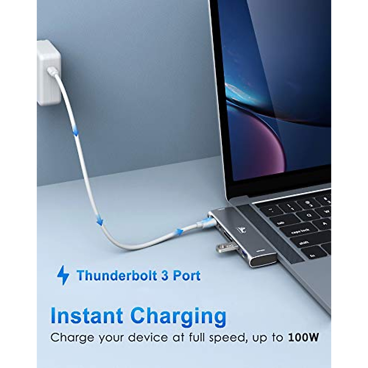 LIONWEI USB C Hub Adapter for MacBook Pro 2020, Multiport USB Adapter HDMI MacBook Pro Dongle for Card Readers with 4K HDMI, 2 USB 3.0, TF/SD, USB-C 100W and Thunderbolt 3 for MacBook Pro Air