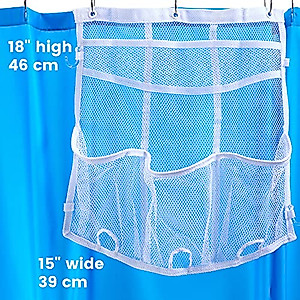 Smooth Trip Mesh Shower Organizer and Hanging Bathroom Caddy with Dispenser Pockets, Movable Hooks and No-Rust Grommets