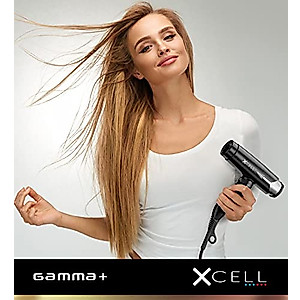 GAMMA+ XCell Professional Ultra-Lightweight Hair Dryer Digital Motor Ionic Technology Whisper Quiet 12 Heat/Speeds, Matte Black