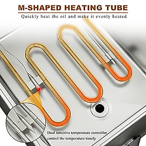 Commercial Deep Fryer with Basket 2 x 6.3QT/6L Electric Fryer with Drain Valve&Time Controller&Temperature Controller Countertop Large Stainless Steel 2 Baskets French Fry Fish Fat Fryer