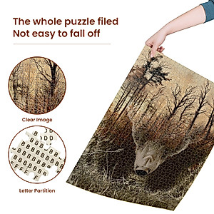 WOZUIBAN Adult Puzzle Classic Jigsaw Puzzle 1000 Pieces Wooden Puzzle DIY Forest Map Bear Modern Home Decor Unique Gift Intellectual Game 75x50cm