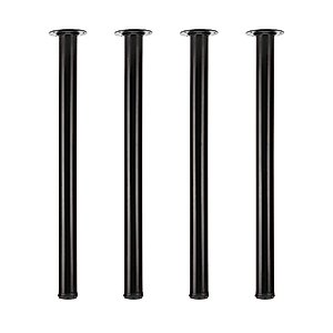 QLLY 28 inch Adjustable Metal Desk Legs, Office Table Furniture Leg Set, Set of 4 (Black)