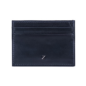 Zinda Genuine Leathers Card Holder Slim Wallet RFID Protection Unisex (Navy)