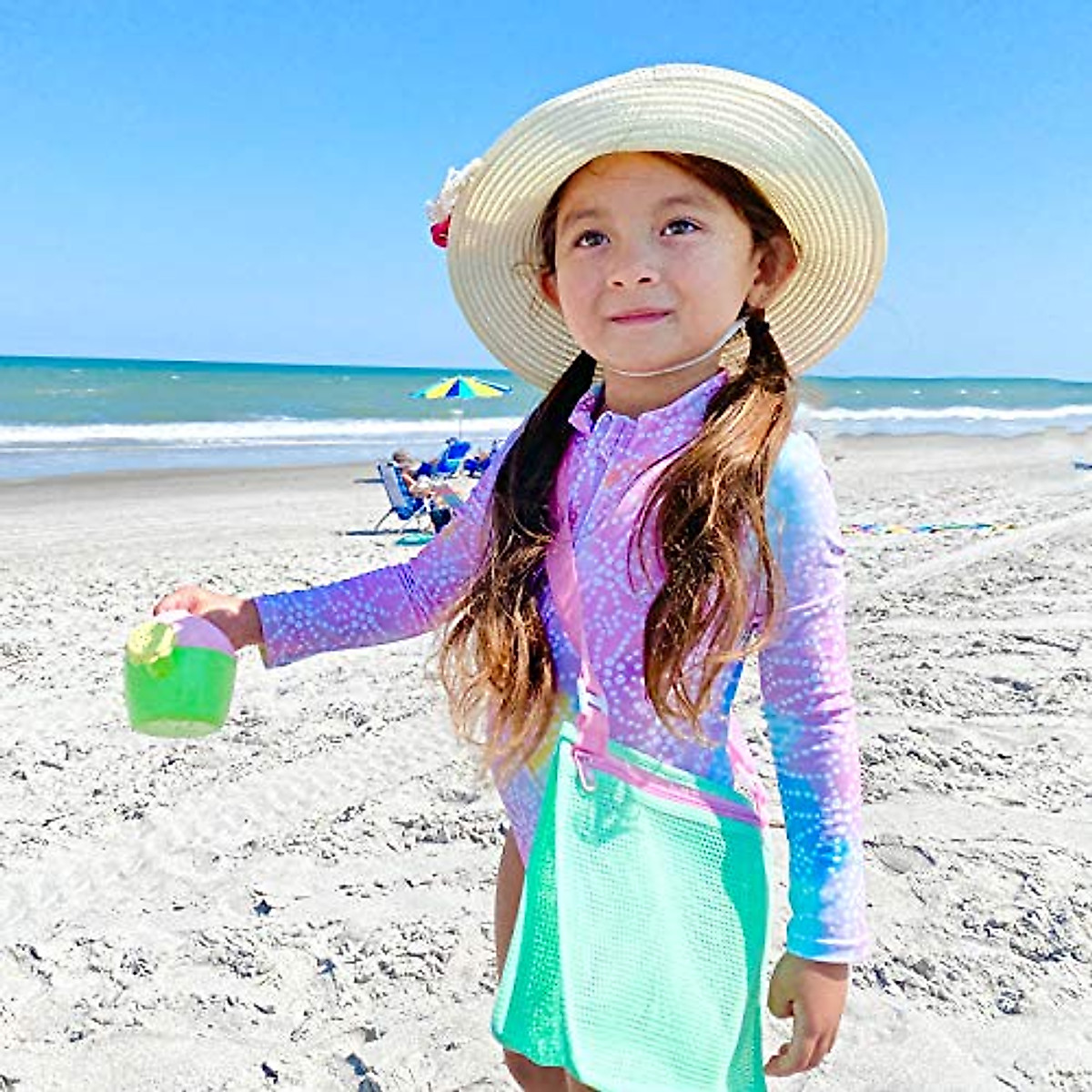 Beach Toy Mesh Beach Bag Kids Shell Collecting Bag Beach Sand Toy Seashell Bag for Holding Shells Beach Toys Sand Toys Swimming Accessories for Boys and Girls(Only Bags,A Set of 3)