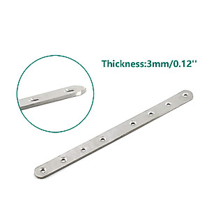 4 Pack Flat Mending Plate for Wood,ULIFESTAR Stainless Steel Straight Brackets 250mm / 10" Length 8 Screw Hole Flat Repair Fixing Wood Brace Joining Plates Connector with Fixing Screws