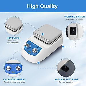 WEST TUNE Magnetic Stirrer Hot Plate Mixer Max 2000RPM Capacity 2000ML 4.7x4.7 inch Hotplate Stirrer Max 380℃/716℉