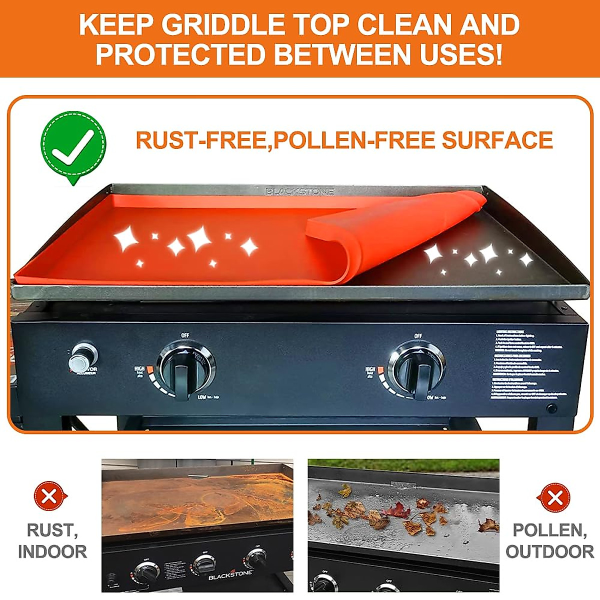 28" Silicone Griddle Mat for Blackstone 28in Griddle (Does not fit 28XL/Pro), Heavy-Duty Food Grade Silicone Grill Mat Blackstone Griddle Top Cover Keeps Flat Top Clean and Critter Free & Rust-Free