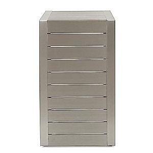 Christopher Knight Home Cape Coral Outdoor Aluminum Club Chairs with Side Table, Khaki / Silver