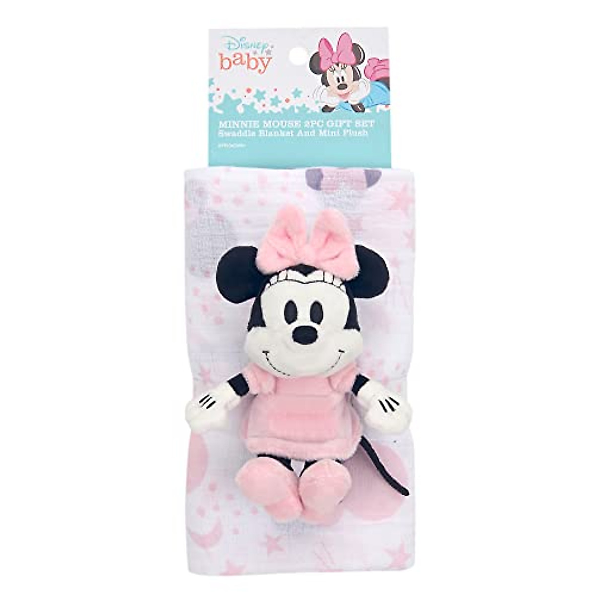 Lambs & Ivy Disney Baby Minnie Mouse Muslin Swaddle Blanket & Plush Gift Set