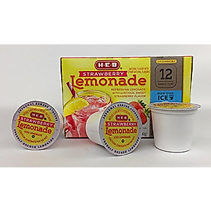HEB Brew Over Ice, Strawberry Lemonade Single Serve Cups compatible with Keurig 2.0, 12 cts