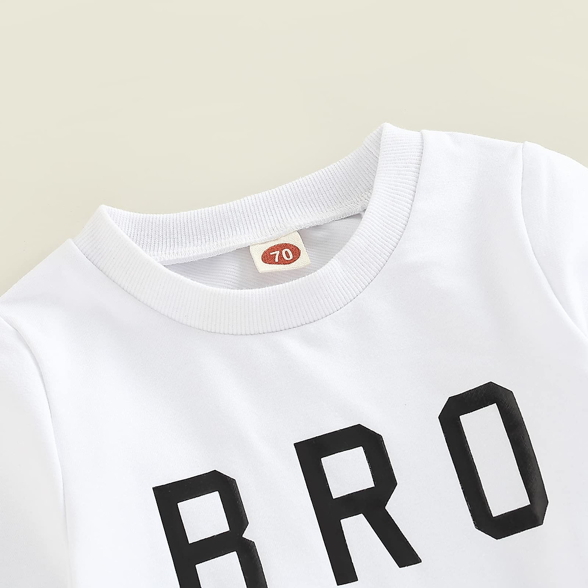 Sprifallbaby Toddler Newborn Baby Boy Outfit Bro Long Sleeve Sweatshirts Pants Clothes Set Infant Boys Fall Winter 2PCS (White,6-12 Months)