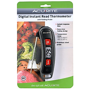 AcuRite, Multicolor Digital Instant Read Thermometer with Folding Probe, 5" L, 3.3"