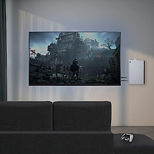 VIVO Steel Wall Mount Bracket Designed for PS5 Gaming Console, Vertical Display for Playstation 5, Open Design, 2 Controller Mounts, White, MOUNT-PS5W