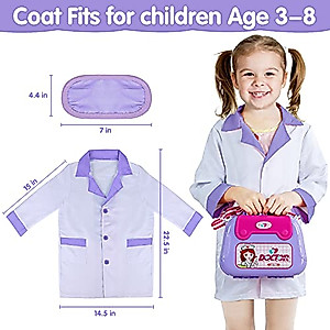 GINMIC Kids Doctor Play Kit, 22 Pieces Pretend Play Doctor Set with Role Play Doctor Costume and Carry Case for Toddlers and Kids, Medical Dr Kit Toys for Girl Age 3 4 5 6 7 Year Old