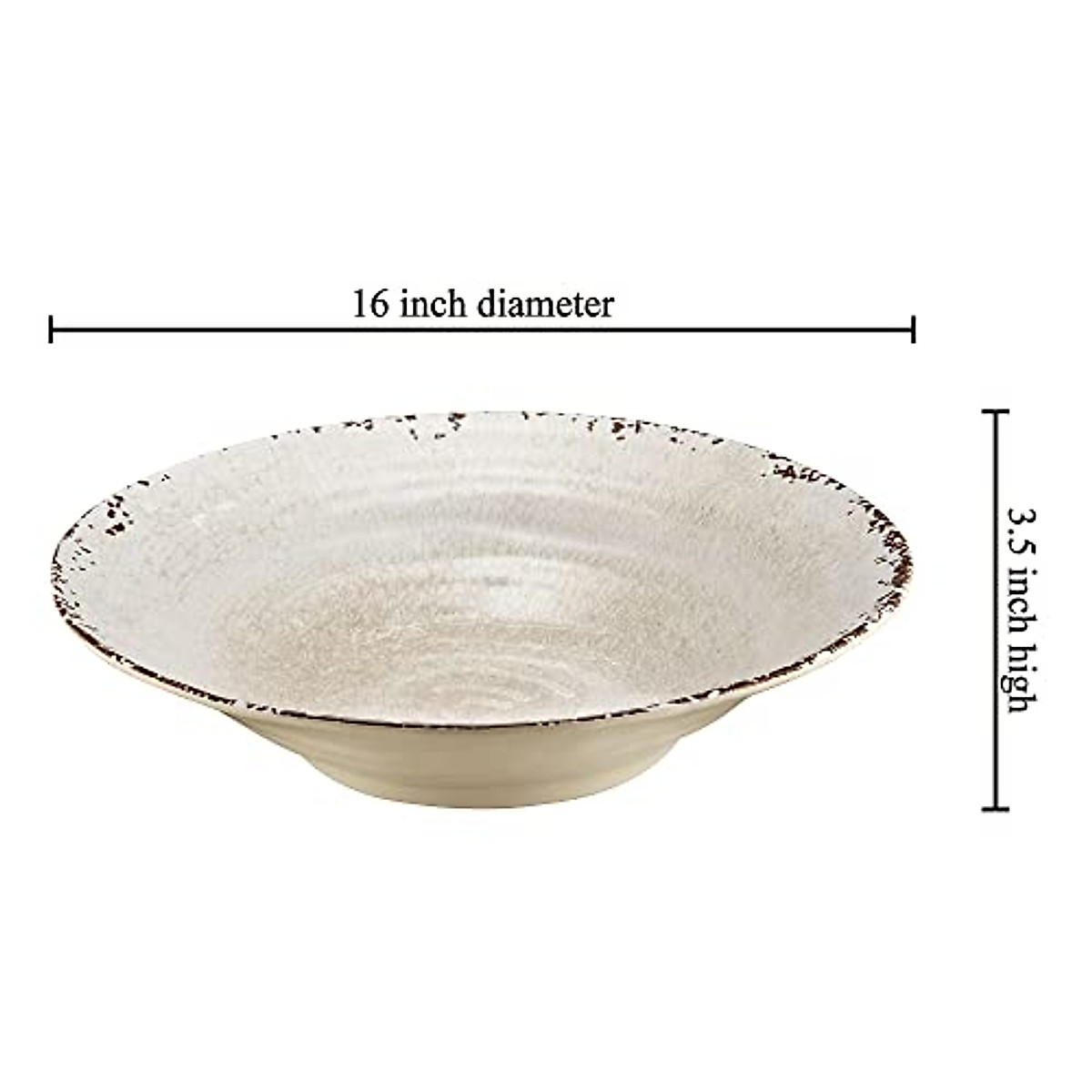 Supreme Housewares 16 Inch Melamine Serving Bowl Large Bowl Mixing Bowl BPA-Free Food Bowl for Charcuterie, Food, Fruit, and Salad (Crackle, Cream)